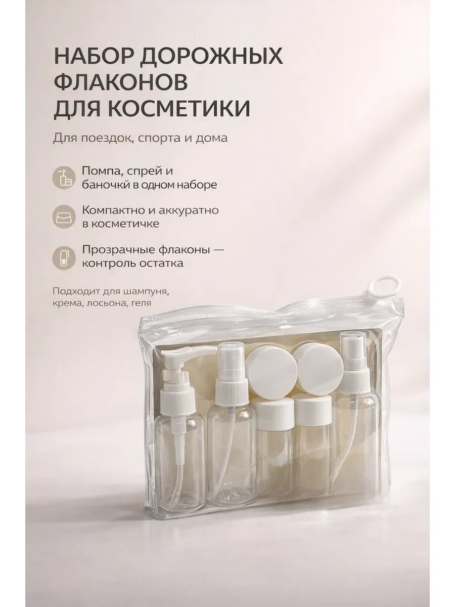 Дорожный набор флаконов для косметики