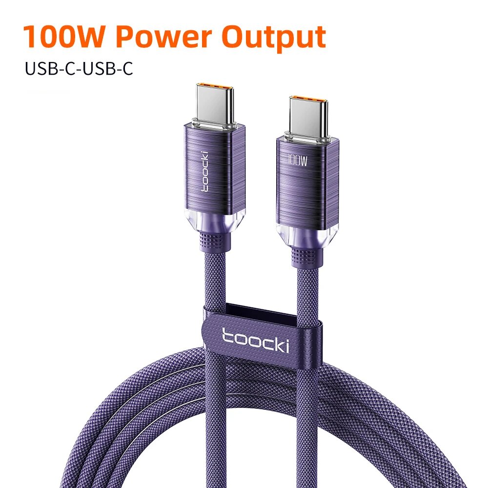 Кабель USB-C Toocki 1 м, 100W Purple