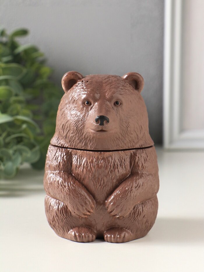Шкатулка для украшений «Медведь», с крышкой, 11×7 см, коричневая