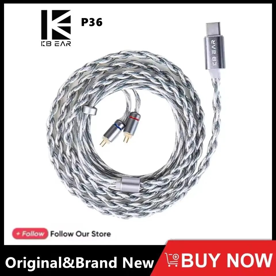 KBEAR P36 Hi-Fi кабель для наушников, серебристый