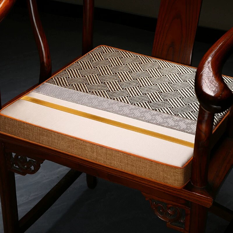Подушка для стула из льняной ткани S1 с 5 см губкой, 50x40 см дышащая подушка для лета на чайные стулья