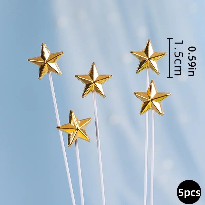 Золотые топперы для торта Stars 5pcs