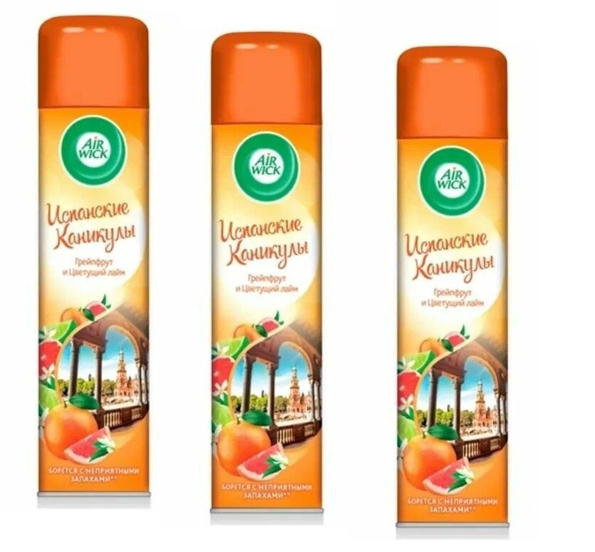 Освежитель воздуха Air Wick Испанские каникулы (Грейпфрут и Цветущий лайм), 290мл 3шт