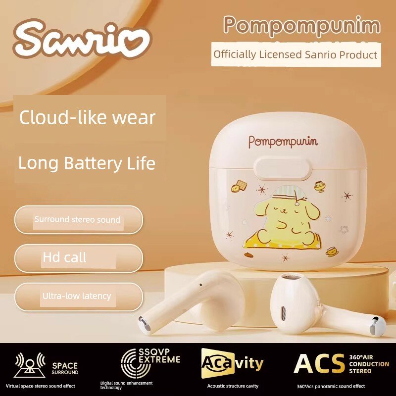 Sanrio Puddy Dog беспроводные наушники Bluetooth с шумоподавлением, стереозвуком и длительным сроком службы батареи,