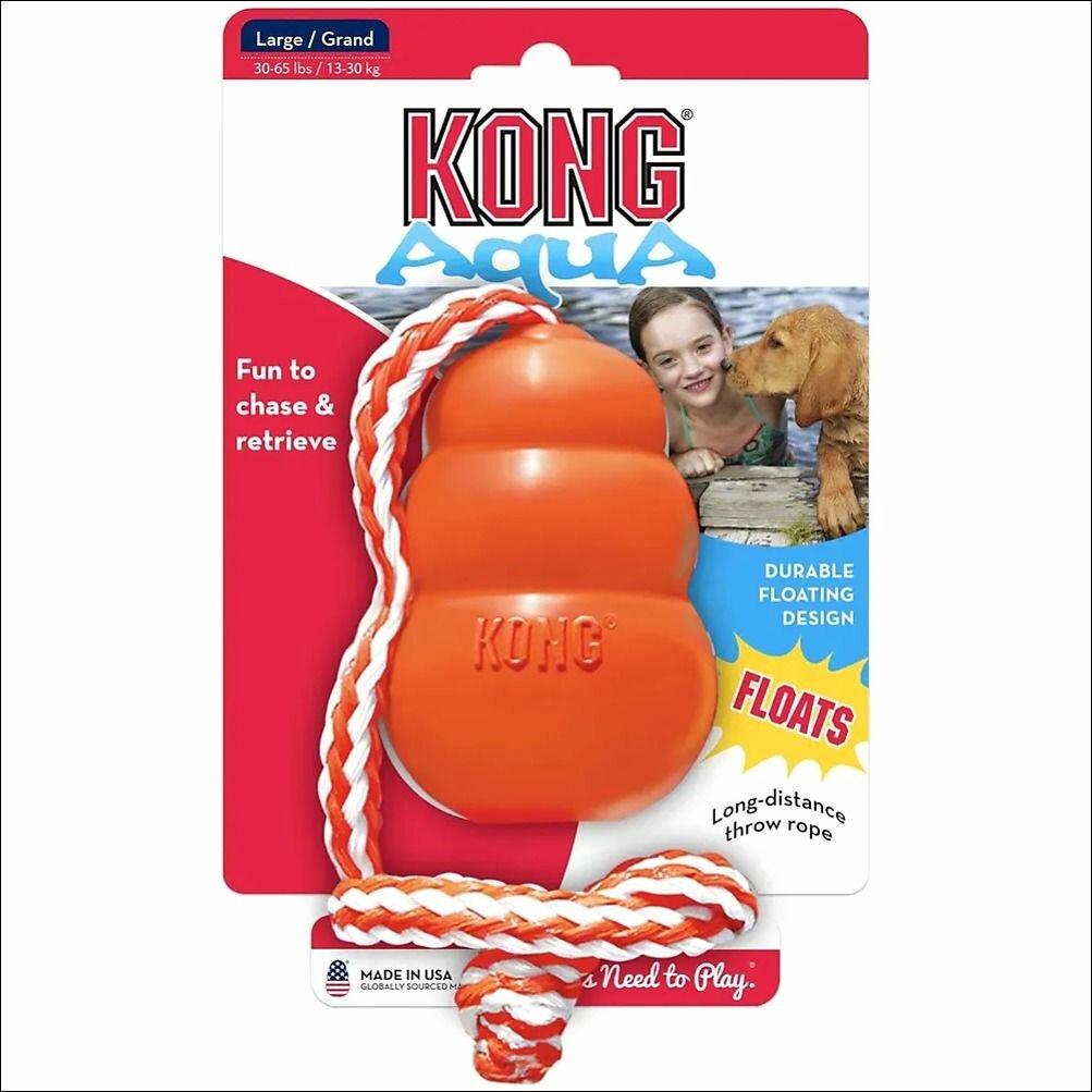 Интерактивная игрушка Kong Aqua L, для собак, оранжевая, каучук, 250 г