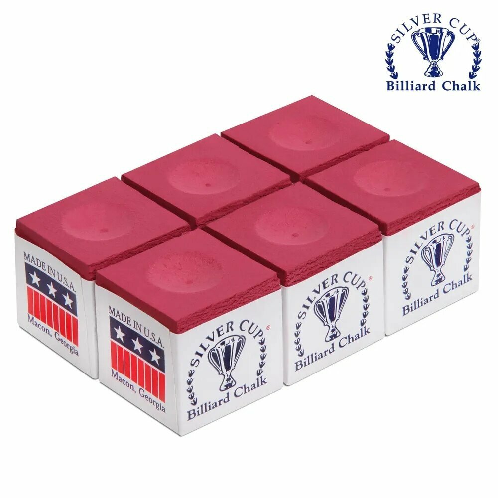 Мел для бильярда Сильвер Кап красный / Silver Cup Red, 6 шт.