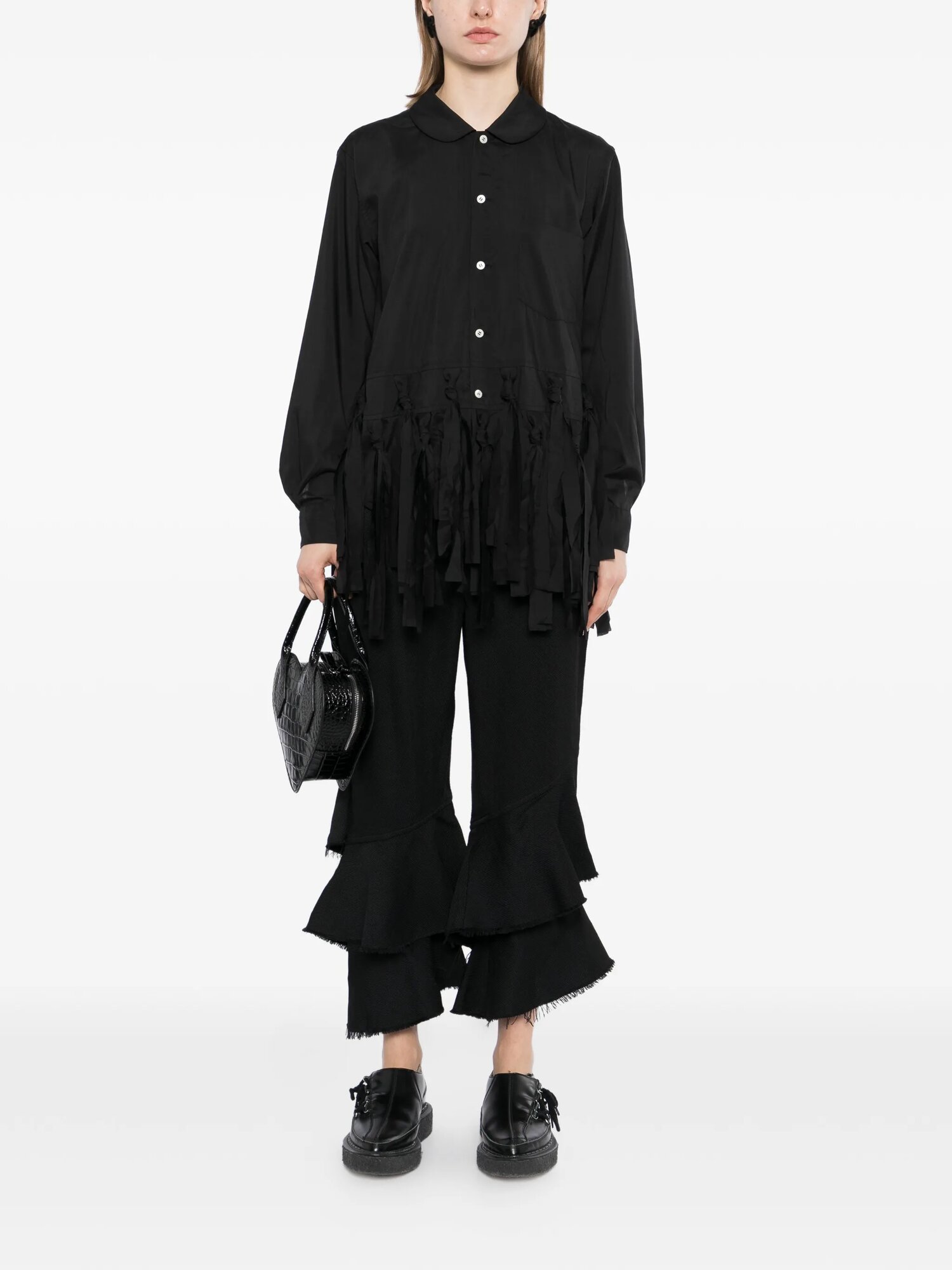 Брюки BLACK COMME des GARCONS Ruffled frayed-edge trousers, размер 40 — фото 1