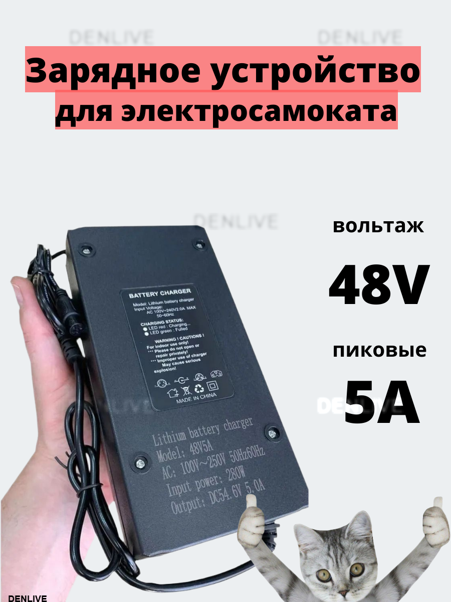 Зарядное устройство 48v (54.6) -5А для электросамоката, разъем Gx12