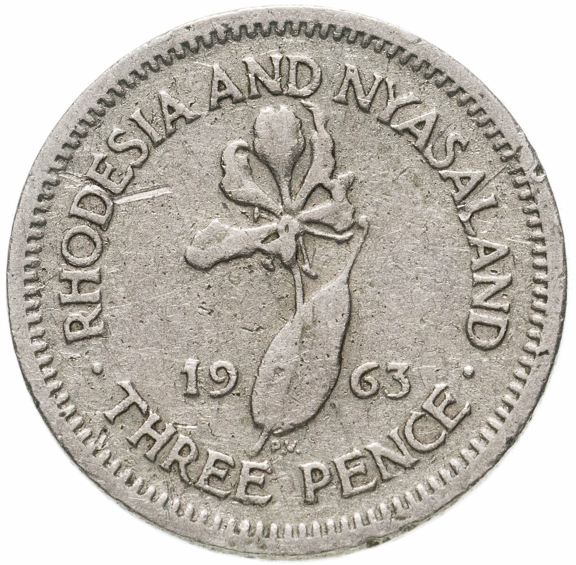 Родезия и Ньясаленд 3 пенса pence 1956 - 1964, Бронза, в сохранности VF