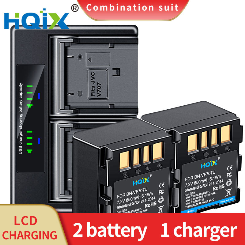 HQIX для JVC GZ-MG37 MG47 MG50 MG67 MG77 MG505 MG505AA MG37SH-U камера BN-VF707U Двойное зарядное устройство Аккумулятор