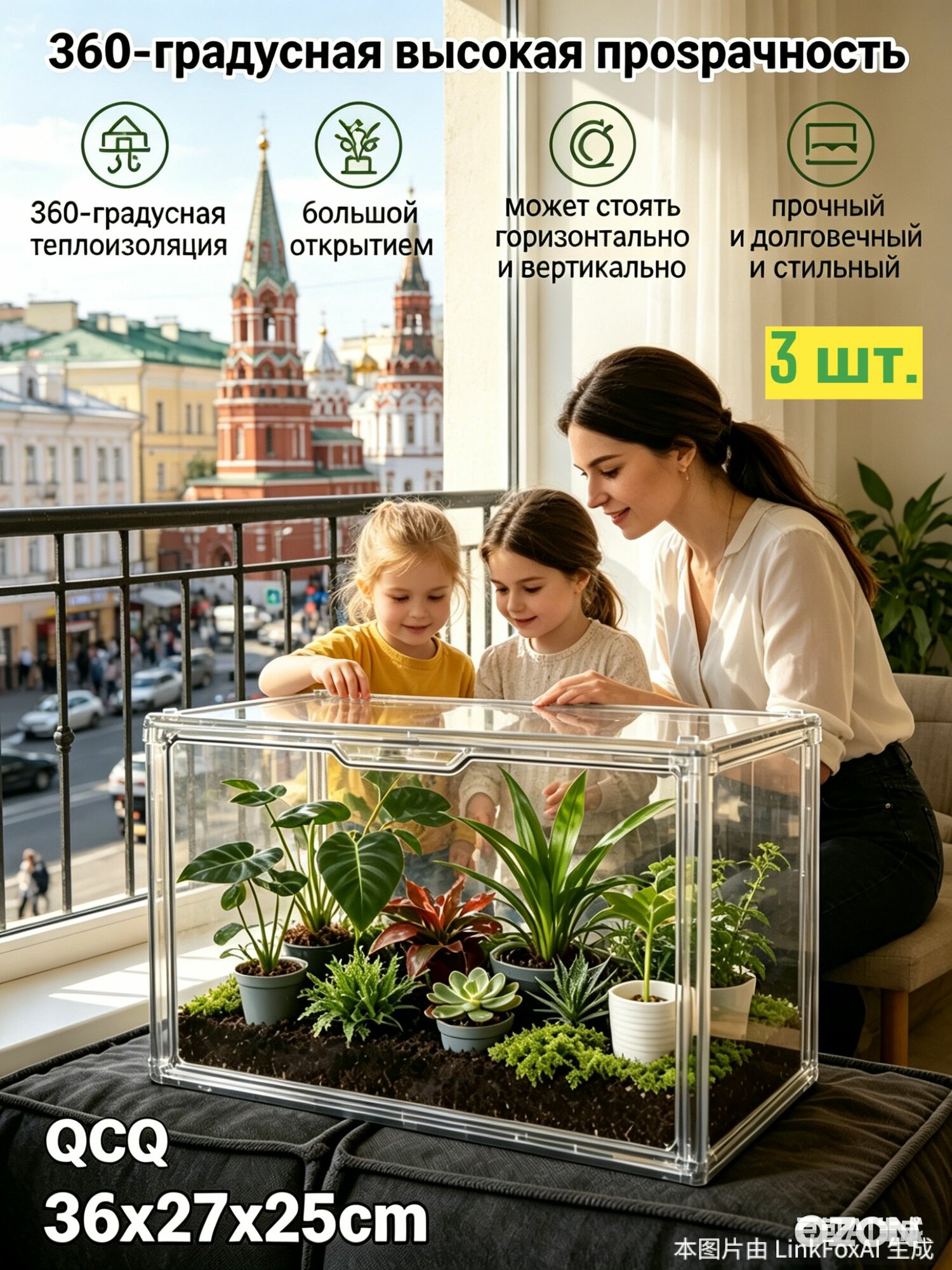 Парник, теплица мини мини парник для рассады 0.36х0.27х0.25м, Пластик, Акрилик