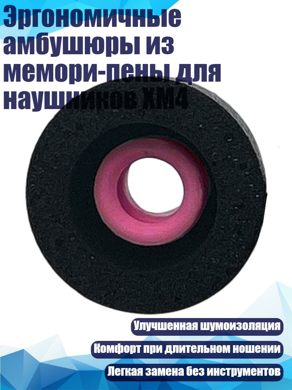 Эргономичные амбушюры из мемори-пены для наушников XM4, Черный - XS