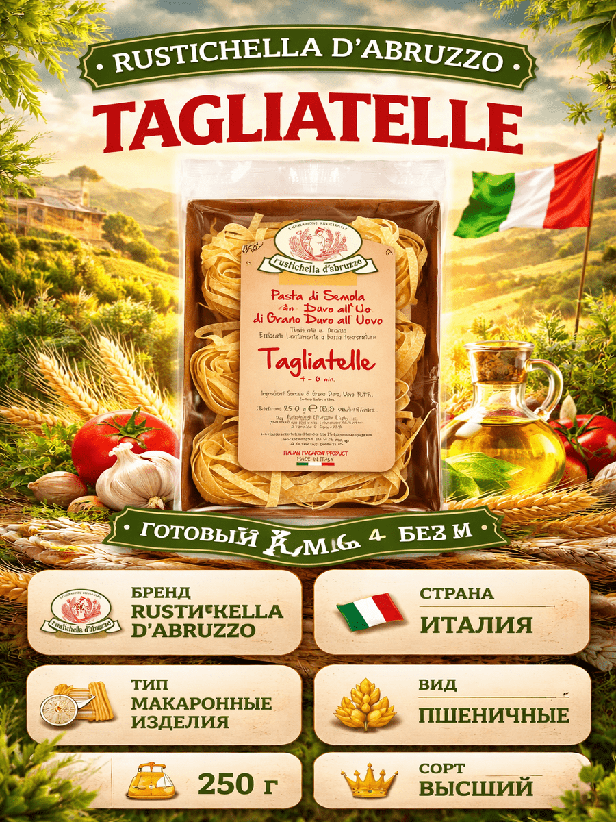 Макароны гнезда Rustichella d'abruzzo Tagliatelle, 250г