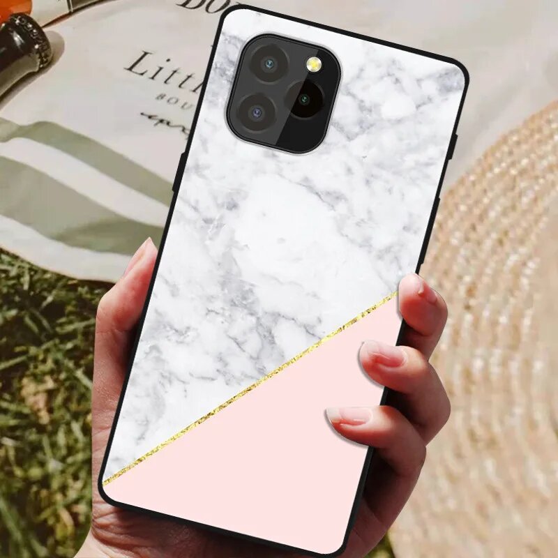 Чехол для Oukitel C21 Pro, белый с розовым, цвет 23