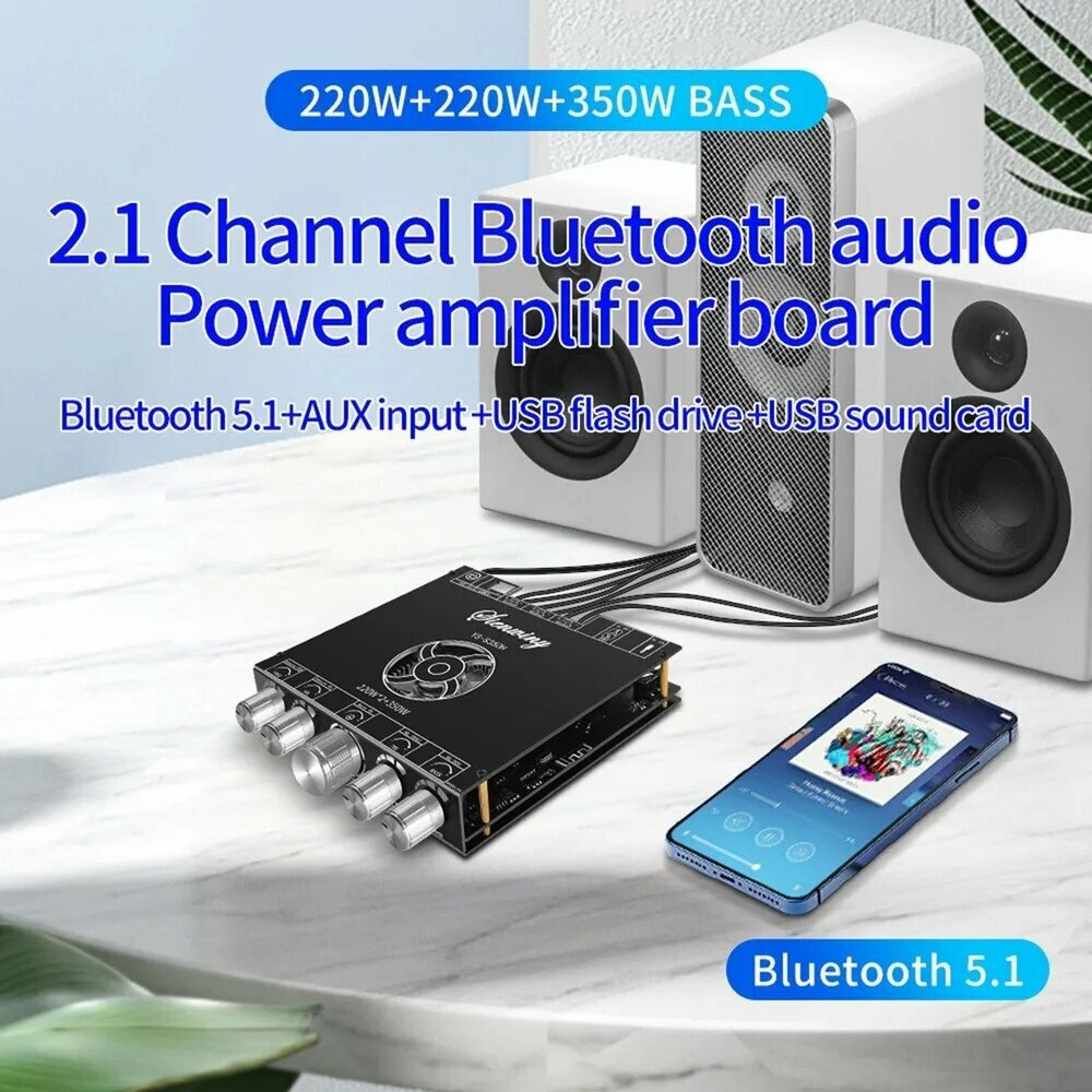 -S350H 2.1-канальная плата Bluetooth-усилителя TPA3255 220Wx2+350WHВысокомощный сабвуфер Super 7498E Плата аудиоусилителя