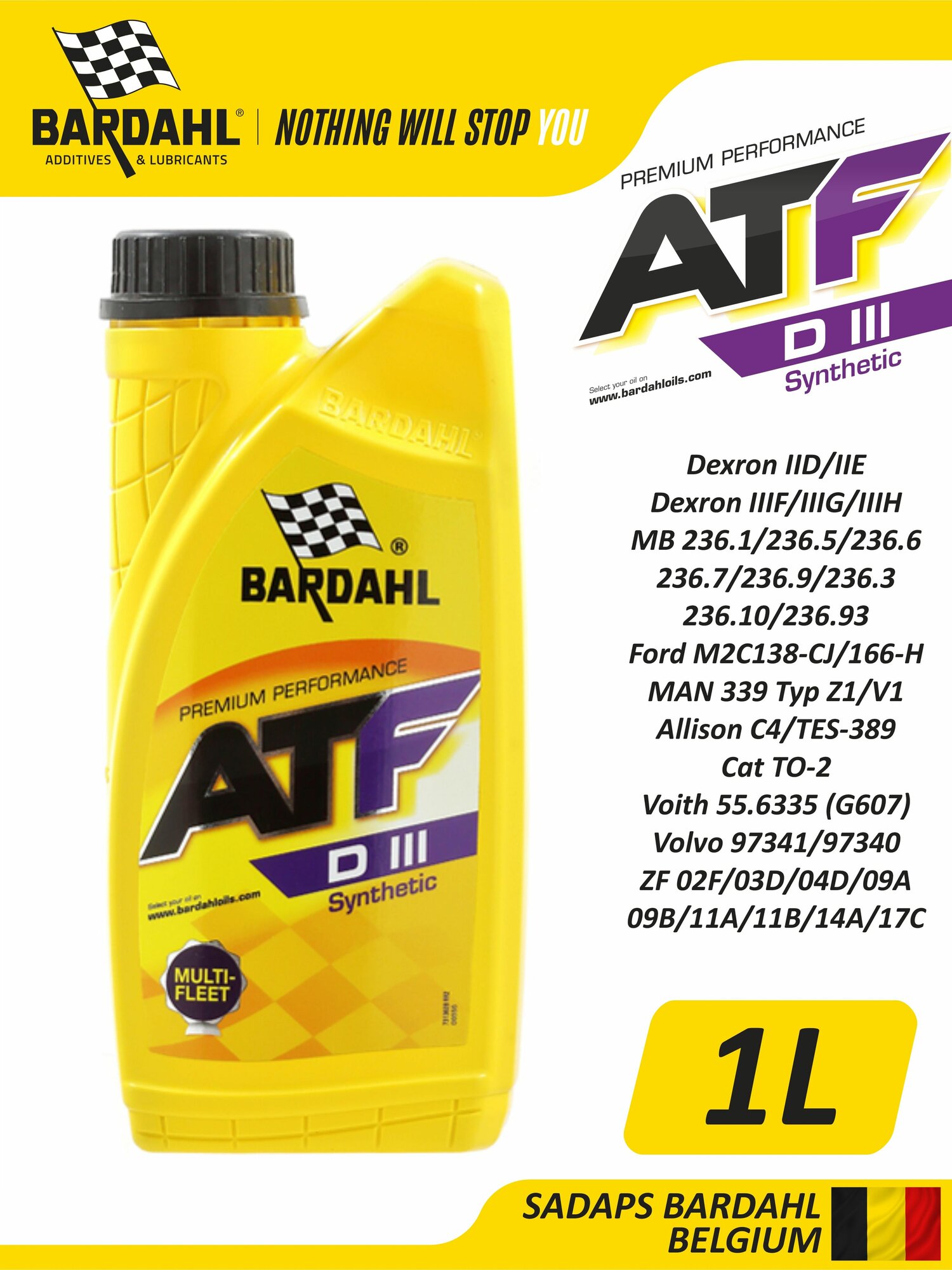 Трансмиссионное масло Bardahl ATF DEXRON III 1 л.
