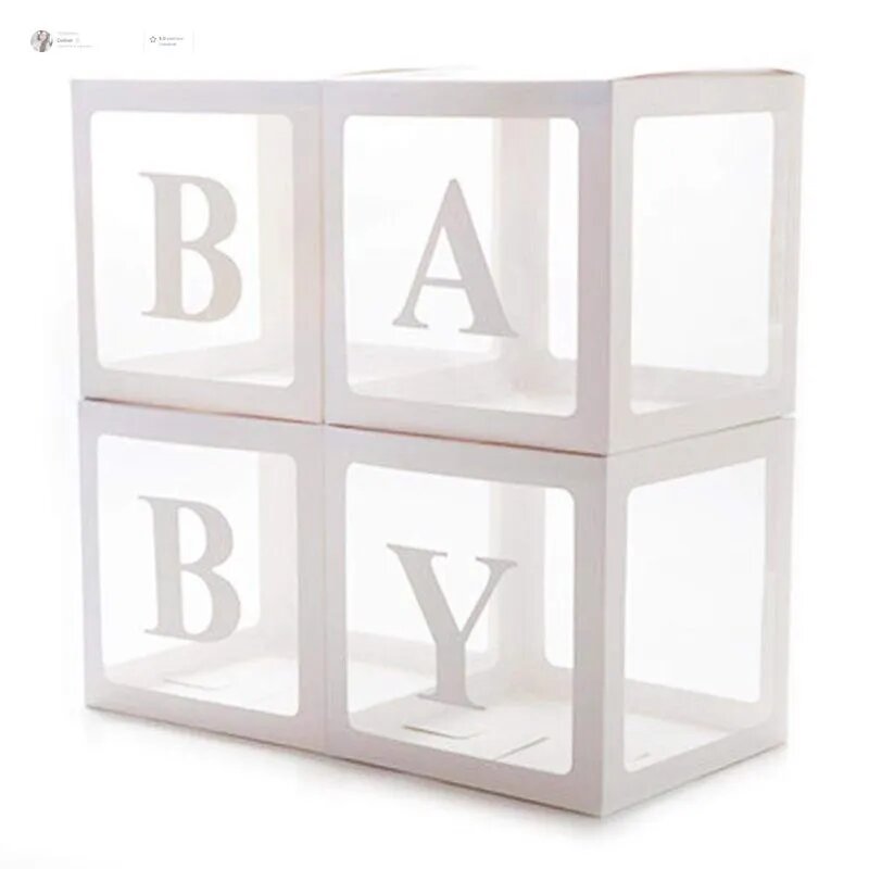 Кубическая коробка с буквами BABY день рождения фото области,4 белых ящика + один набор букв BABY