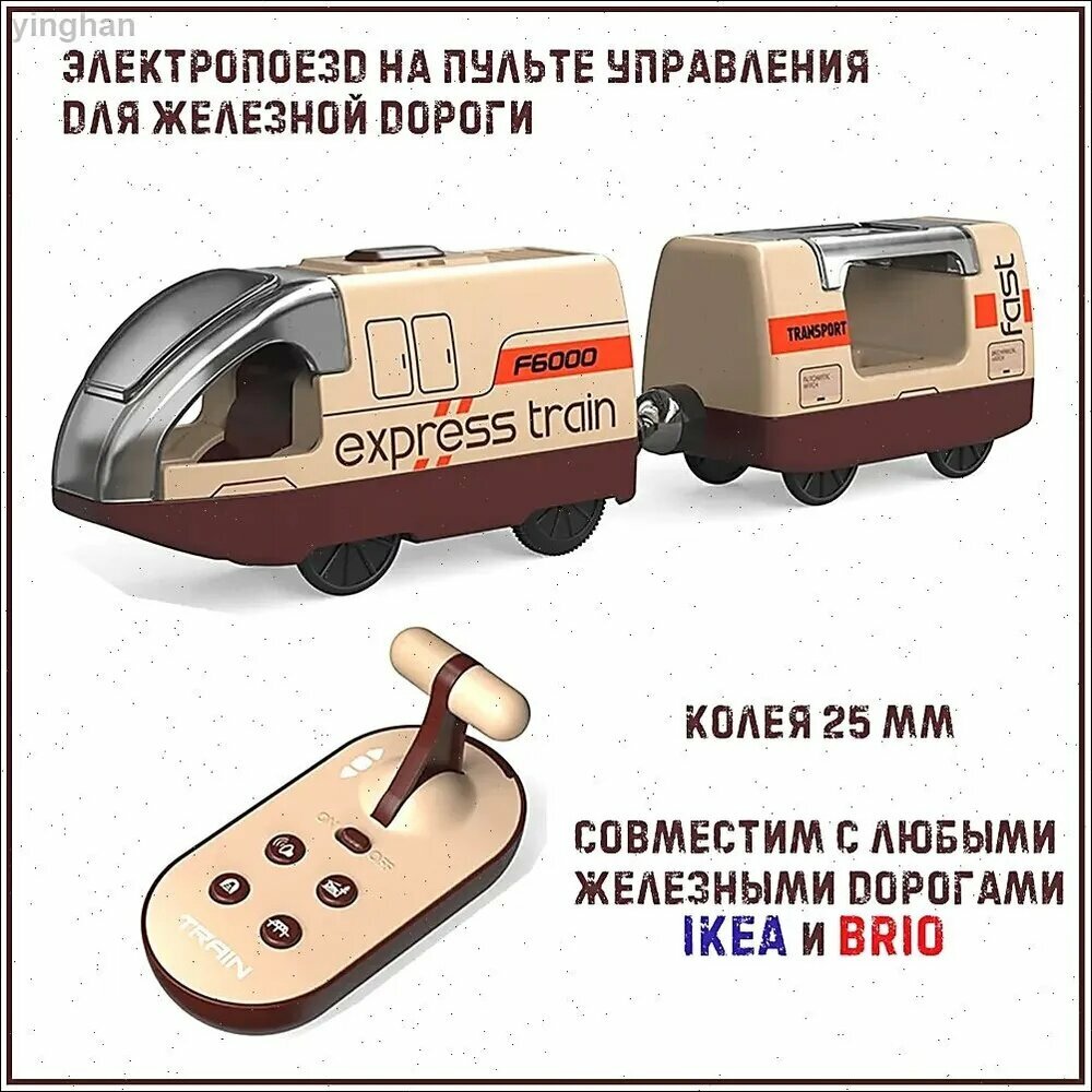 Поезд на радиоуправлении для железной дороги, колея 25 мм, совместимый с икеа и брио