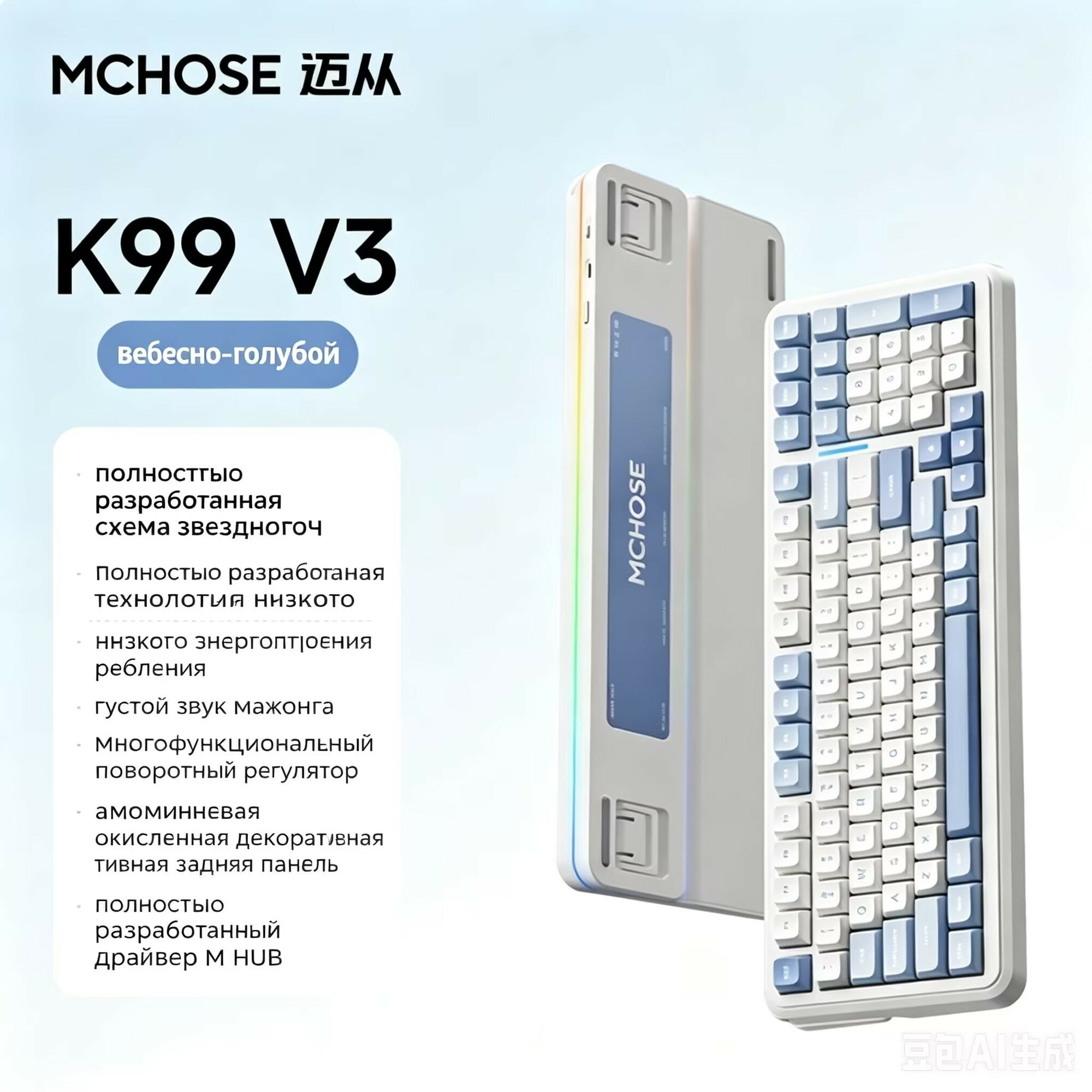 MCHOSE K99 V3 Кастомная механическая клавиатура, беспроводная, Bluetooth три режима, игровая, эспорт,