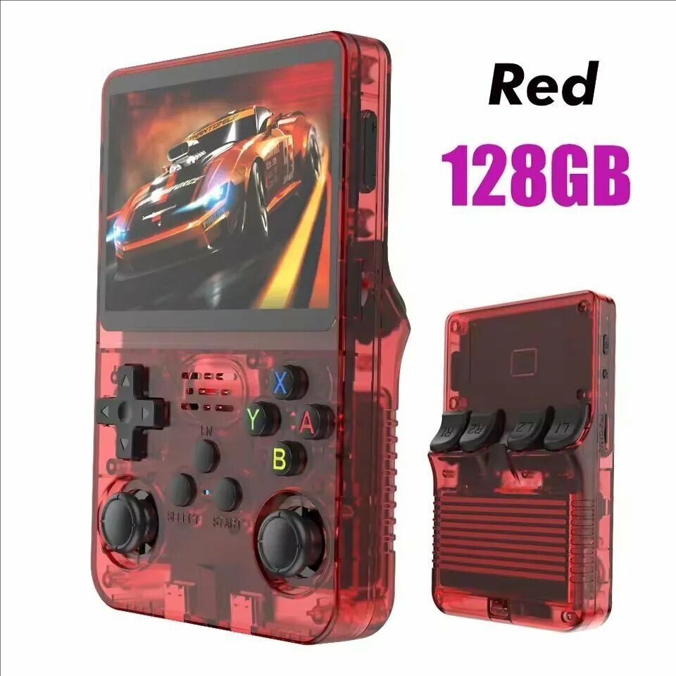 Портативная игровая консоль R36S, 3,5-дюймовый IPS-экран, 128 ГБ, классические игровые консоли в стиле ретро, система Arkos, портативный карманный видеоигровой плеер