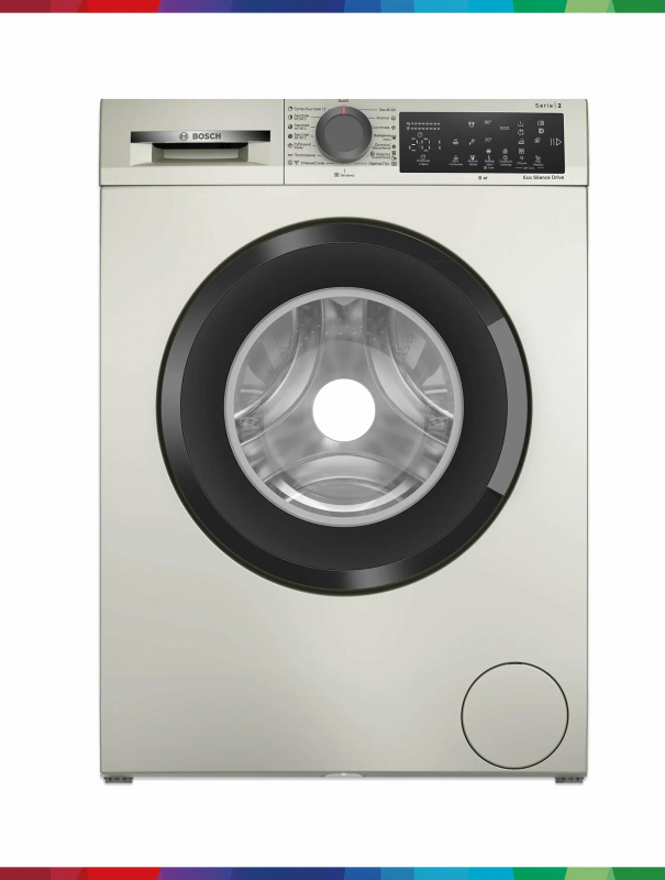 Bosch Стиральная машина WLZ2420SME, Серия 2, 8 кг, 15 режимов, 1200 об/мин, инвертор, удаление пятен, серая