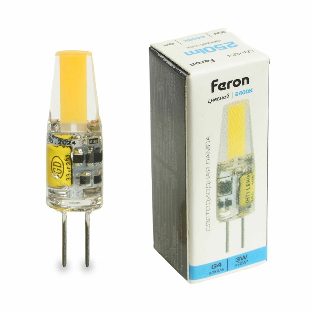 Лампа светодиодная (капсульная) LB-424 G4 3W 12V 6400K FERON 51172