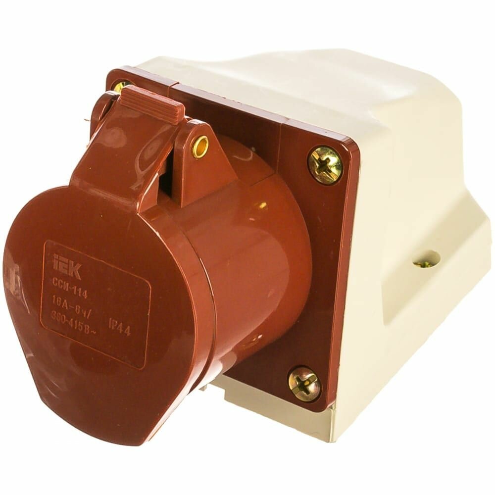 Розетка наружной установки IEK 16А 3P+Е 380В IP44 114 ИЭК PSR12-016-4