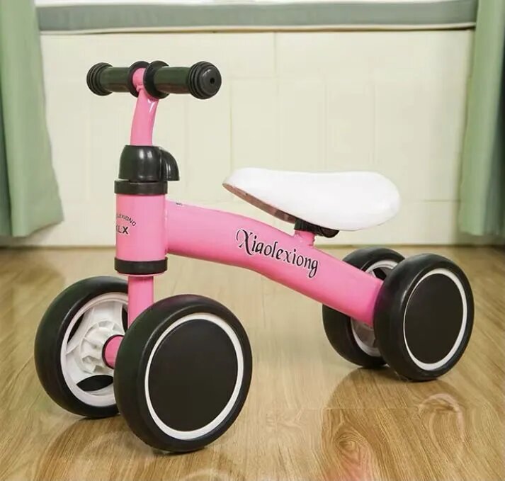 Детский беговел 4 колеса, металлический, розовый, для ages 1-3 года