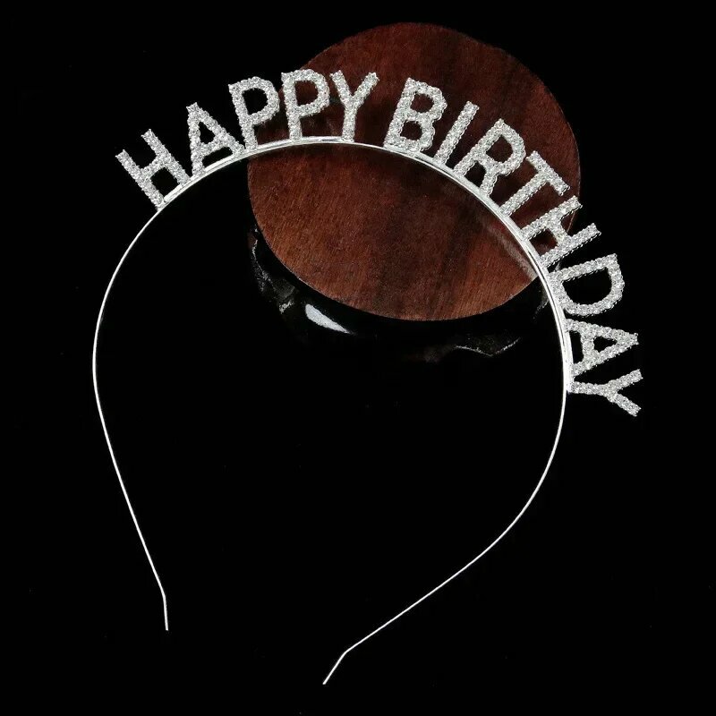 Ободок-корона "Happy Birthday" серебряный