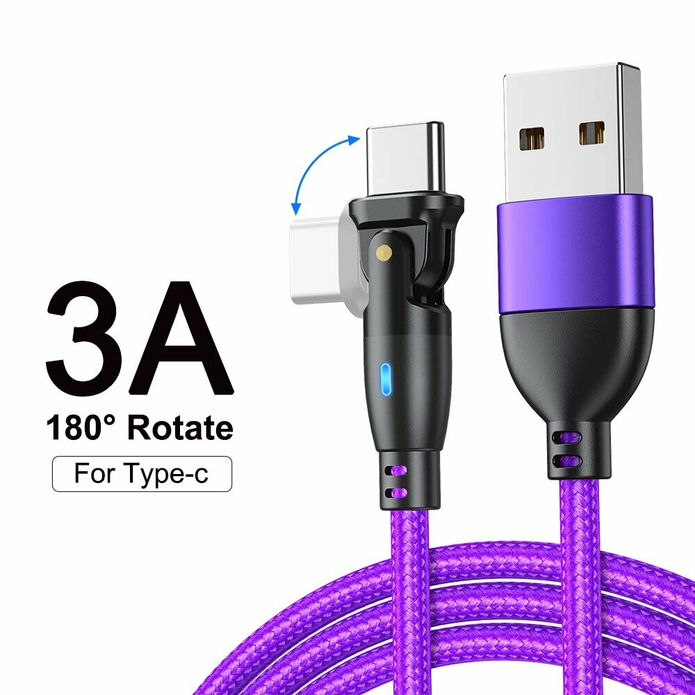 AUFU USB-кабель типа C 3A Сверхбыстрая зарядка Кабель для передачи данных Фиолетовый, 1m, PURPLE