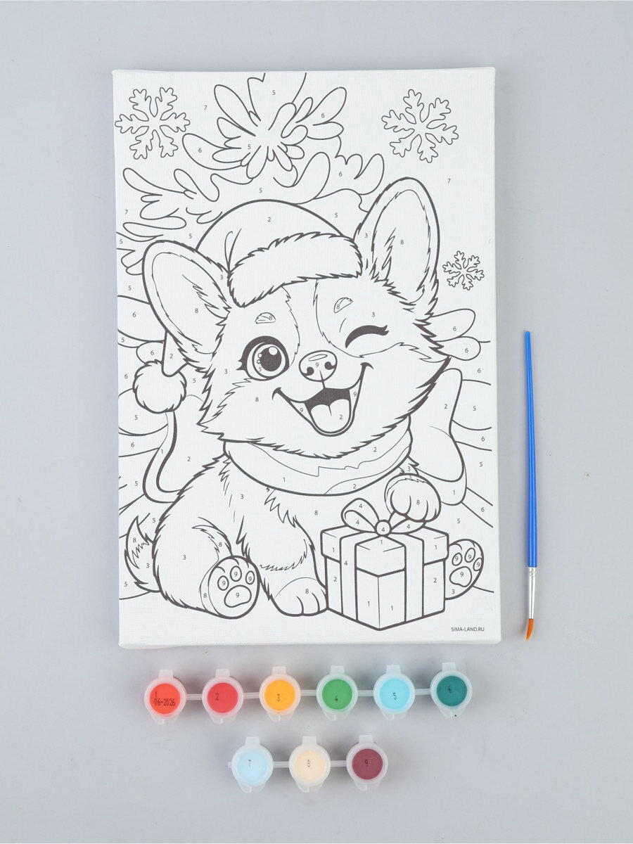 Картина по номерам "Новогодний корги", 20x30 см, для кого: для девочек