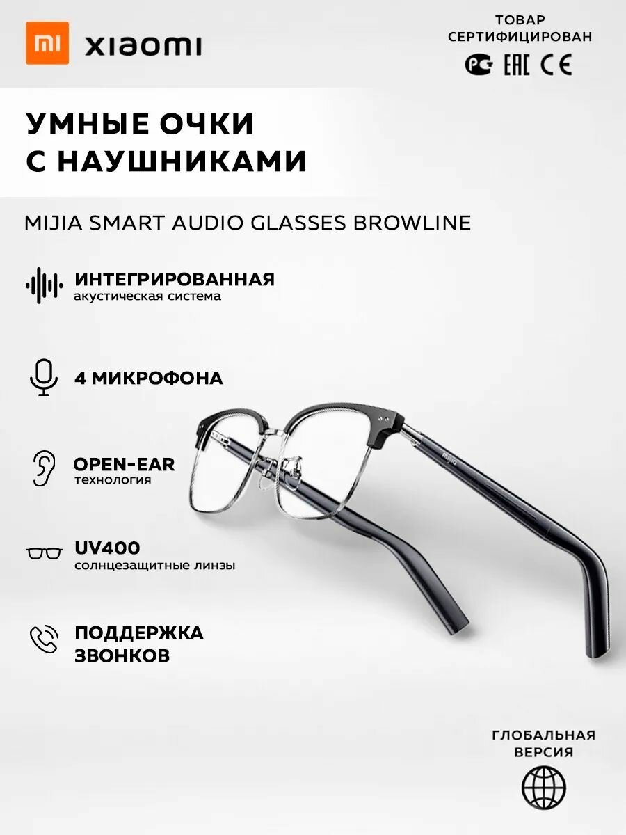 Xiaomi Наушники-очки Mijia Smart Audio Glasses Browline (BHR08VXGL), Black