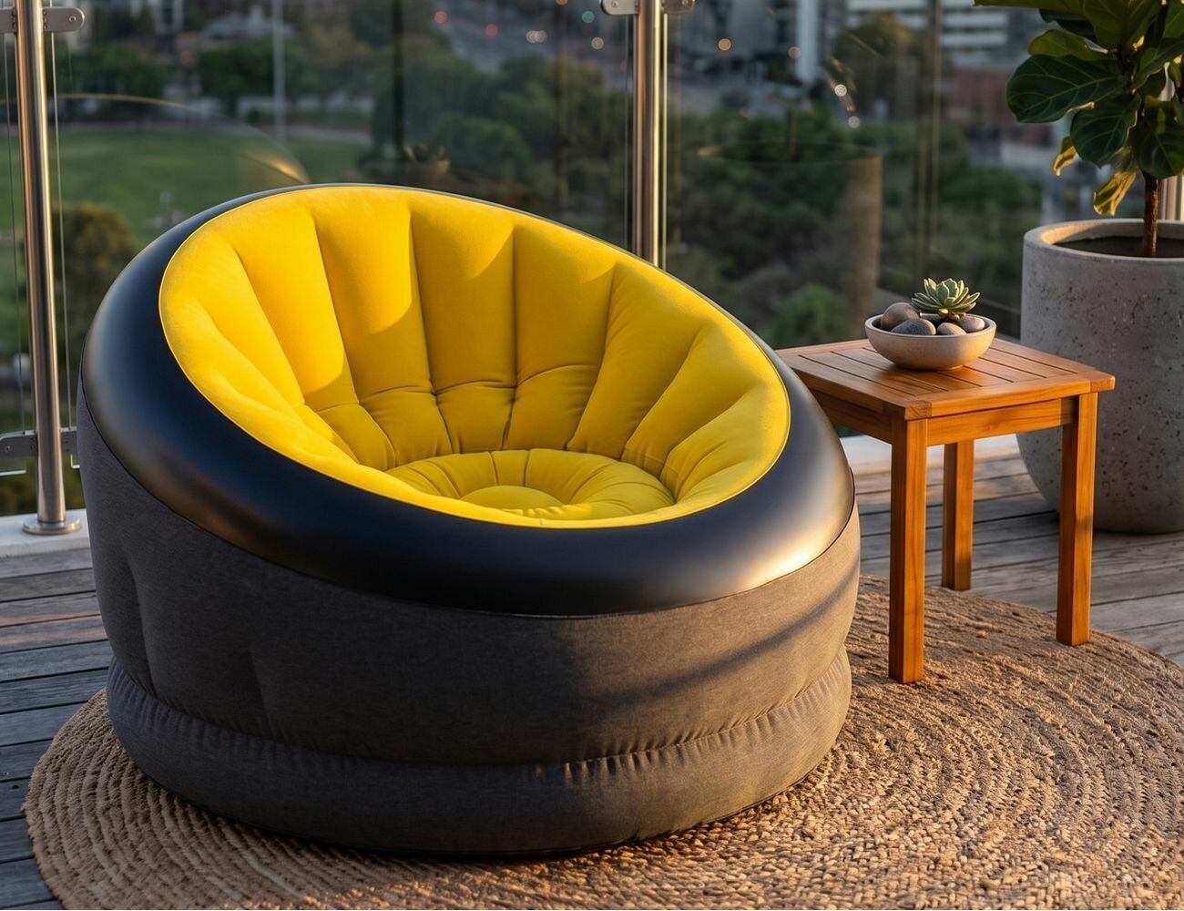 Надувное кресло Императорское (Empire Chair) желтое, 112х109х69 см, Интекс (Intex) 66582/68582-2