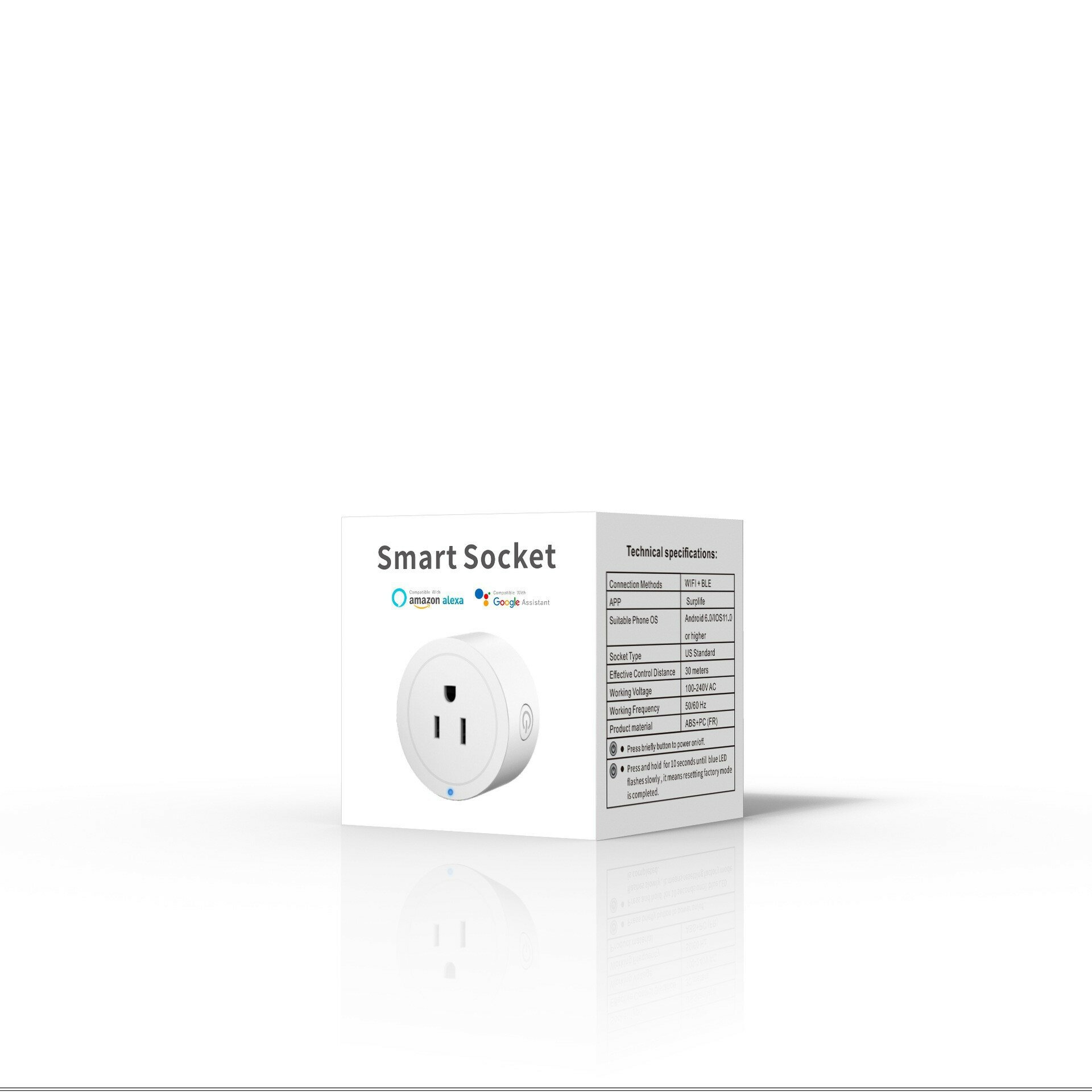 Круглый Wi-Fi Smart Plug 10А с поддержкой Alexa для домашней автоматизации с таймером и расписанием