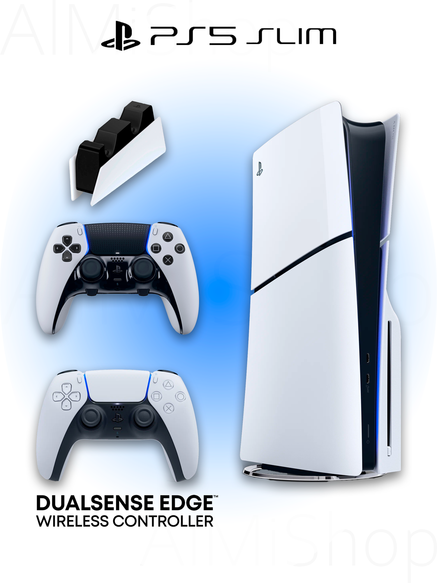 Игровая приставка Sony PlayStation 5 slim (версия с дисководом) + 2-й геймпад Dualsense EDGE (белый) + зарядная станция
