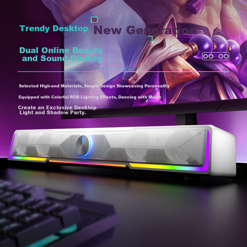 PHILIPS SPA4100 Bluetooth-колонка для игрового ПК с RGB-подсветкой белого цвета Цвет：SPA4100 игровой стол с