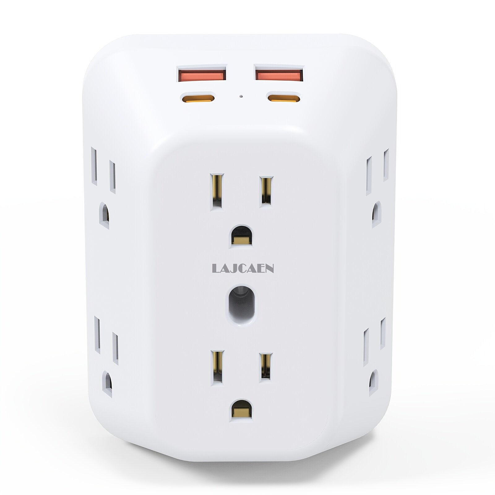 Сетевой фильтр-удлинитель с 6 розетками и 4 USB (2 USB-C), настенная розетка-тройник, 1875 Вт, американская вилка, белый