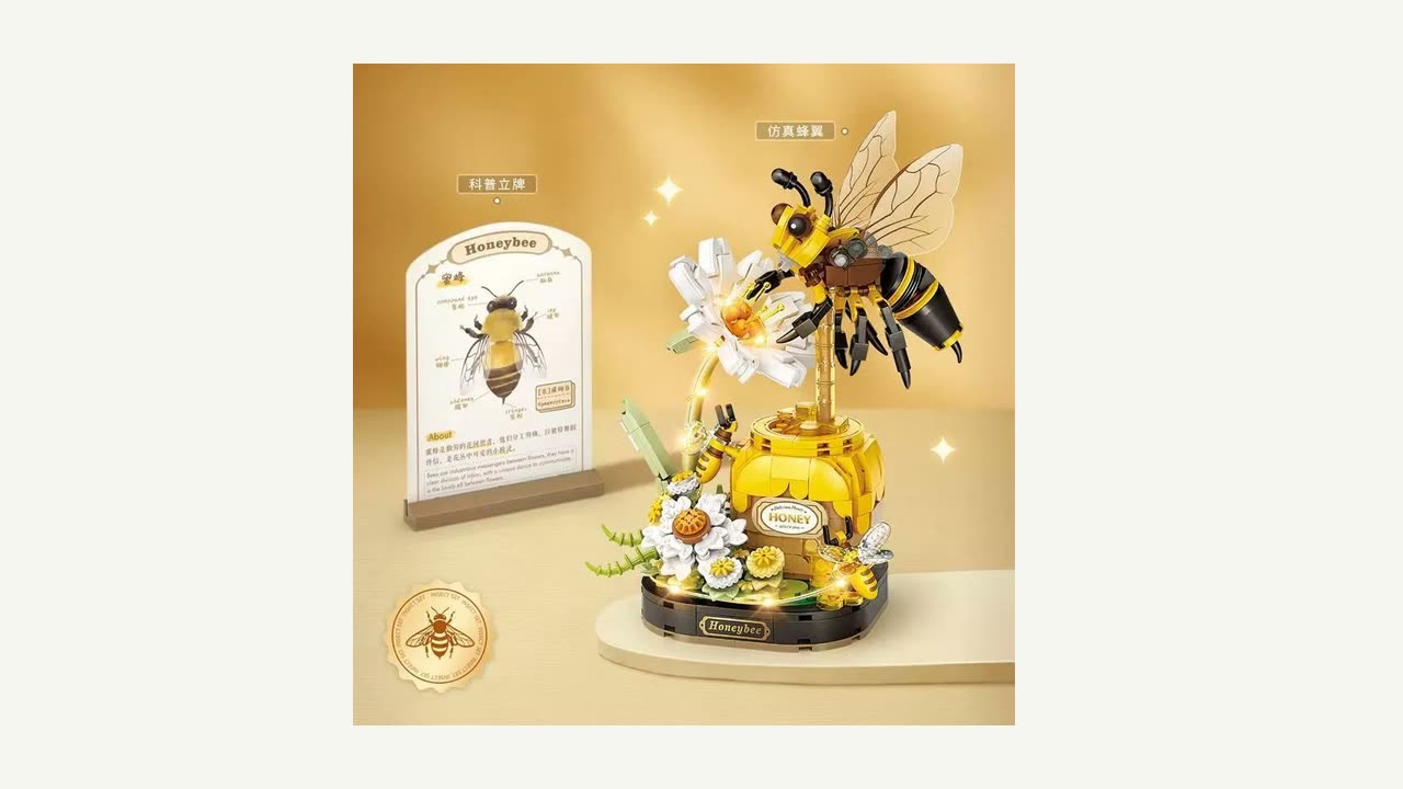 Конструктор LOZ Bee 4119_MK Пчела с медовой бочкой и цветами, желтый — фото 1