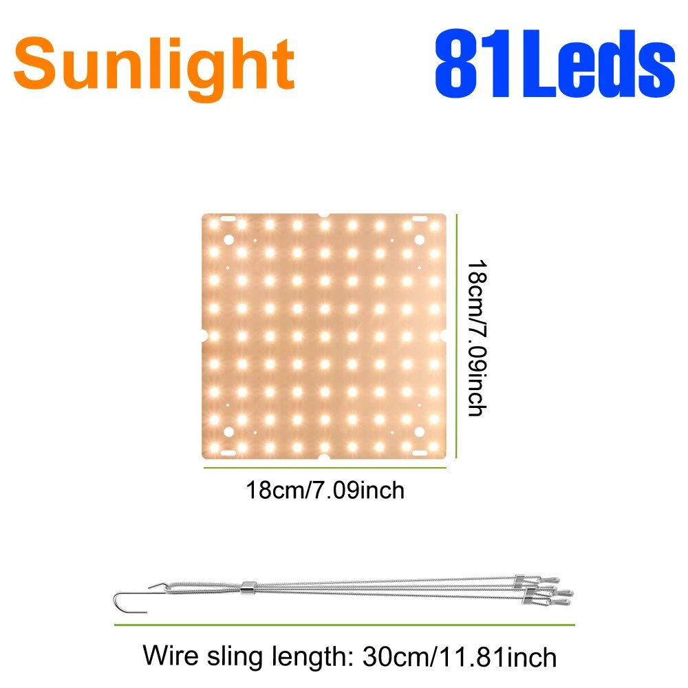 Фитолампа 150 Вт, полный спектр, квантовый лист 81leds Sunlight, EU plug