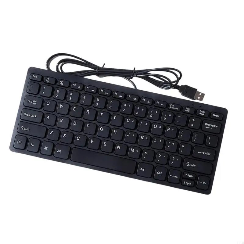 Проводная мини-клавиатура 78 клавиш USB коричневая Черный, Black