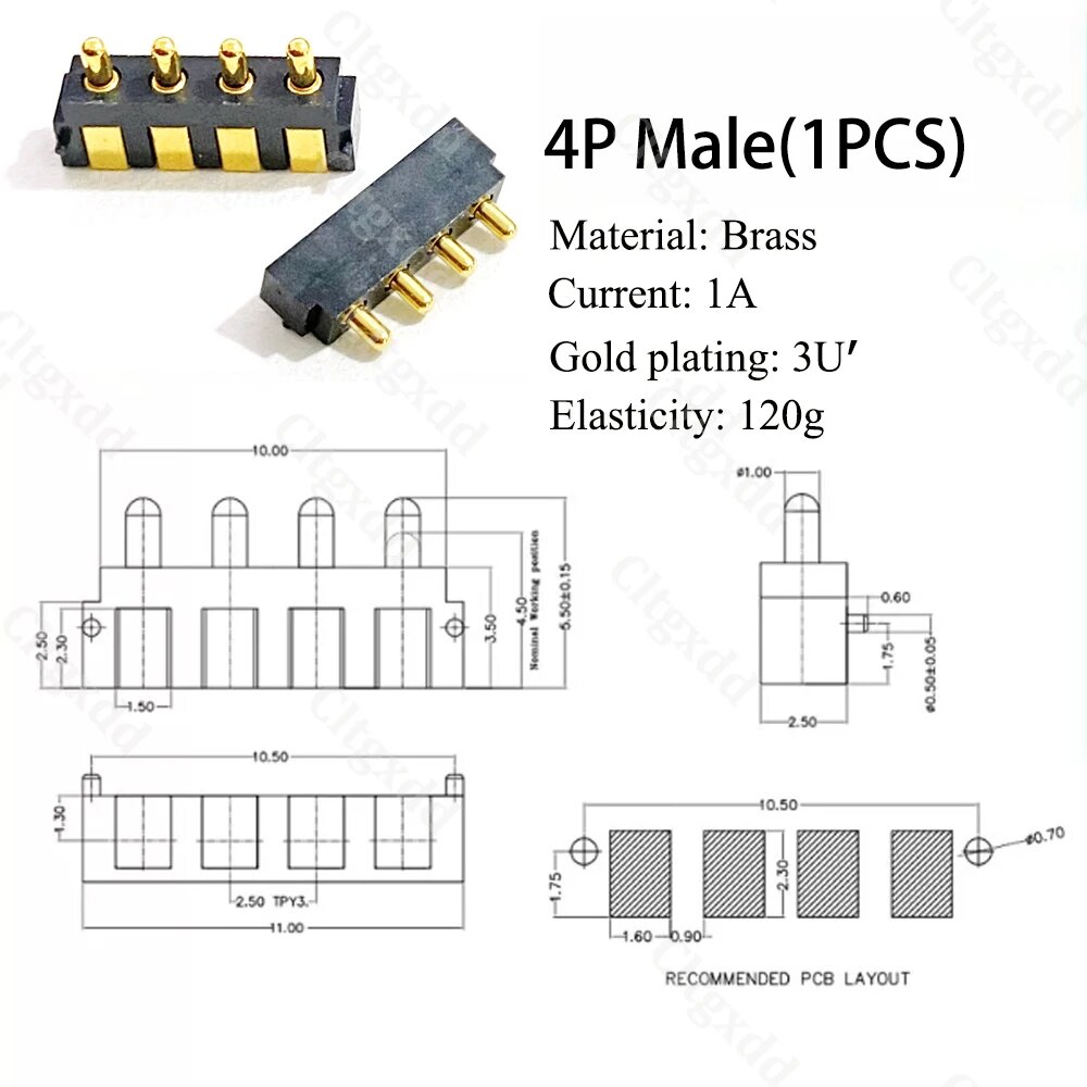 Разъемы Pogo Pin cltgxdd 2P 3P 4P 5P SMD для зарядки электронных устройств 4P Male