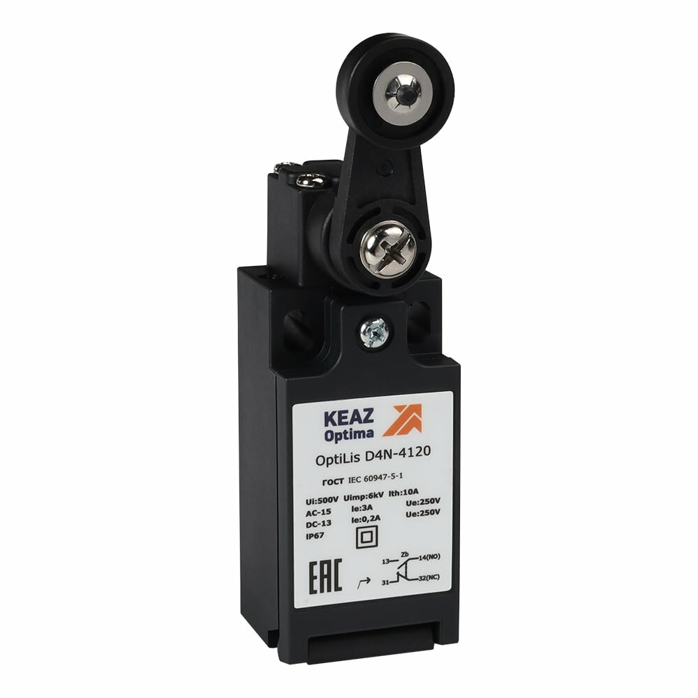 Выключатель концевой КЭАЗ OptiLiS D4N-4120 рычаг пластиковый с роликом пластиковым EN 50047 XCKN2118P20 365306