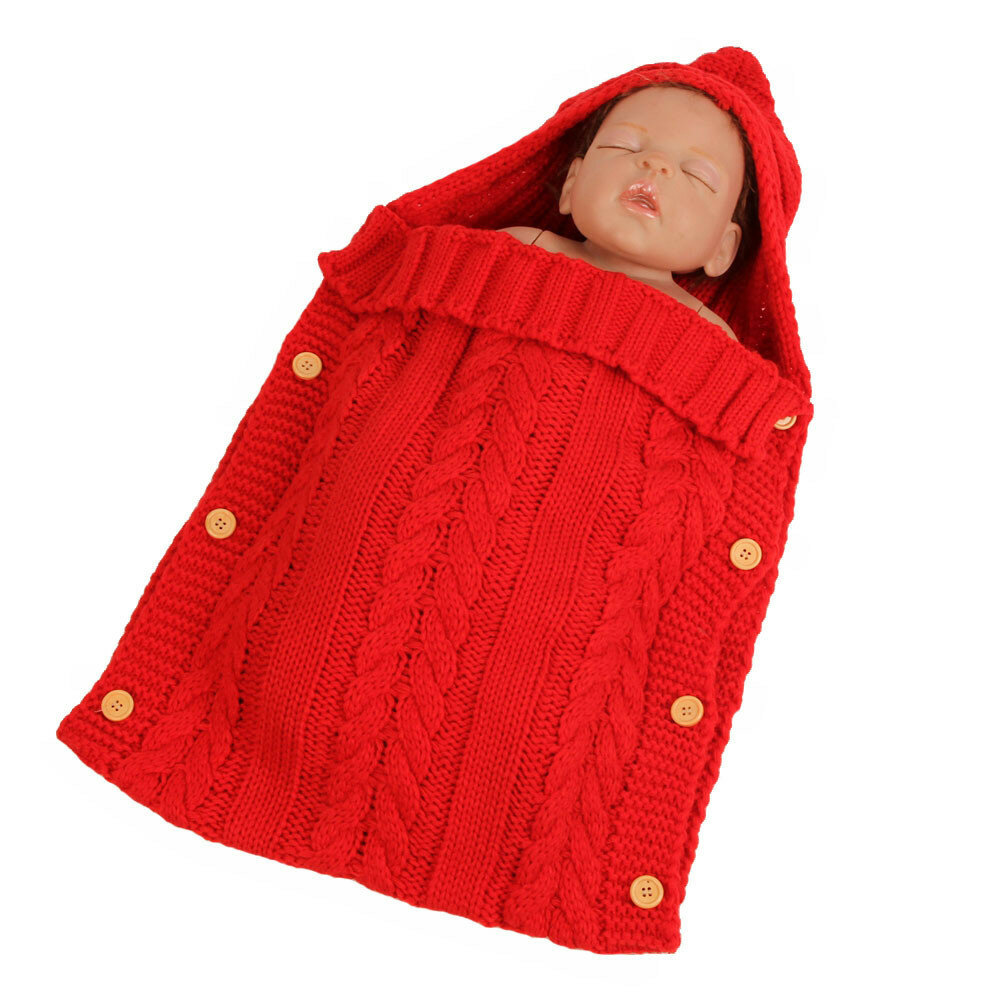 Baby wool sleep sack for toddlers with button closure for home and travel, red