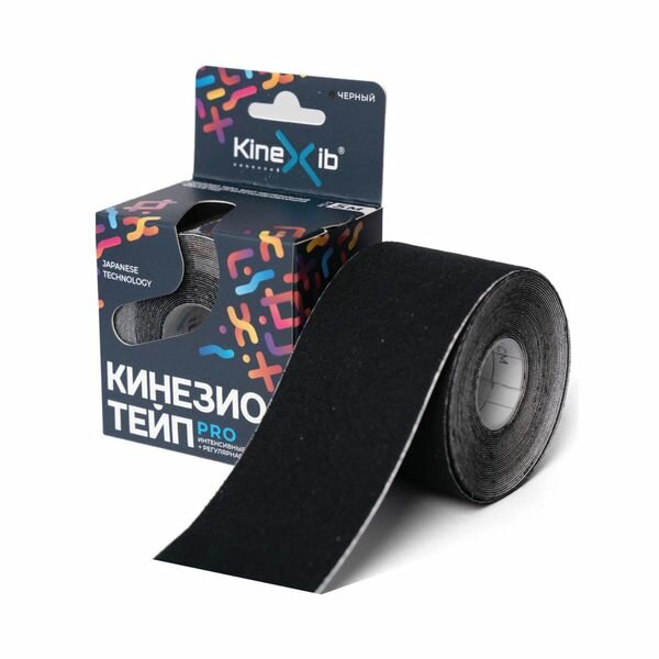Тейп кинезио адгезивный восстанавливающий черный Pro Kinexib 5х500см
