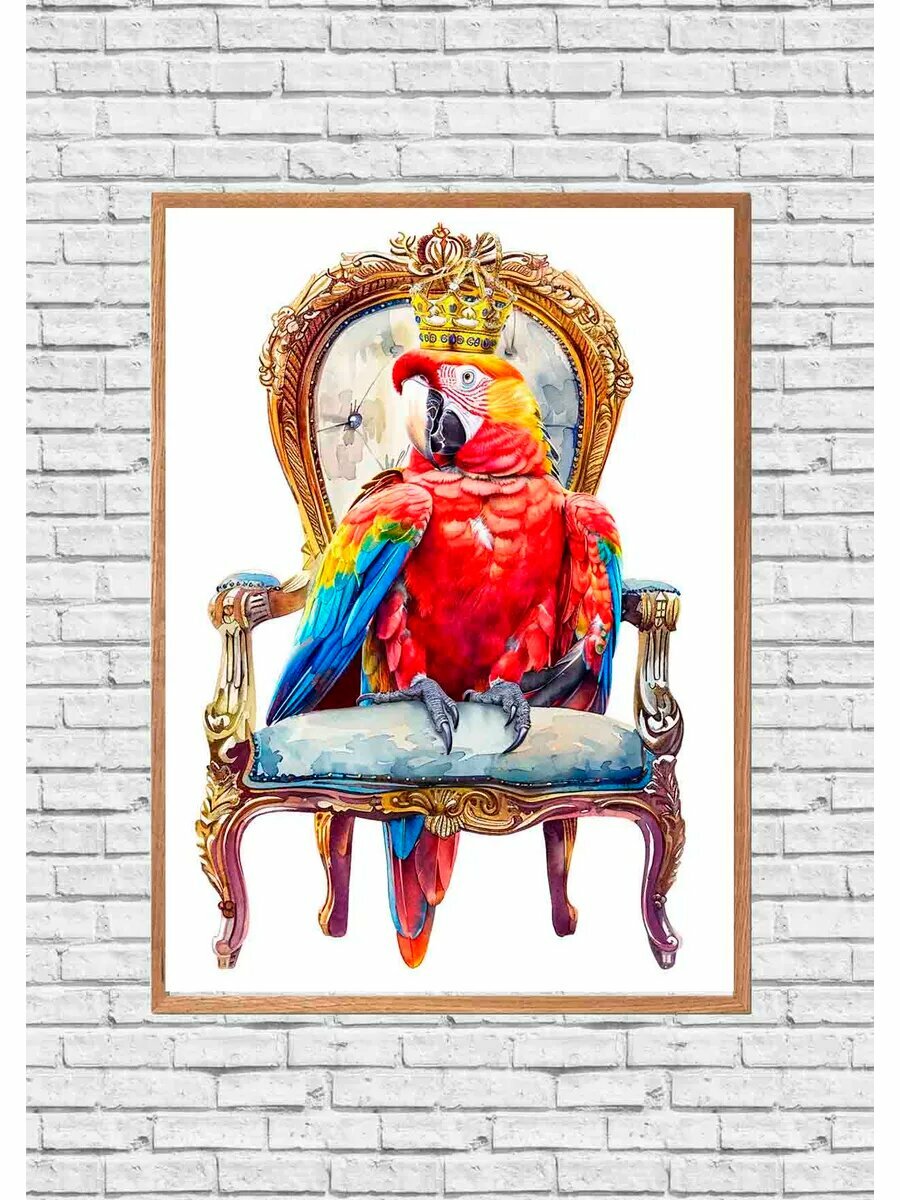 Птица-попугай королева Англии 3, Плакат 30x42см