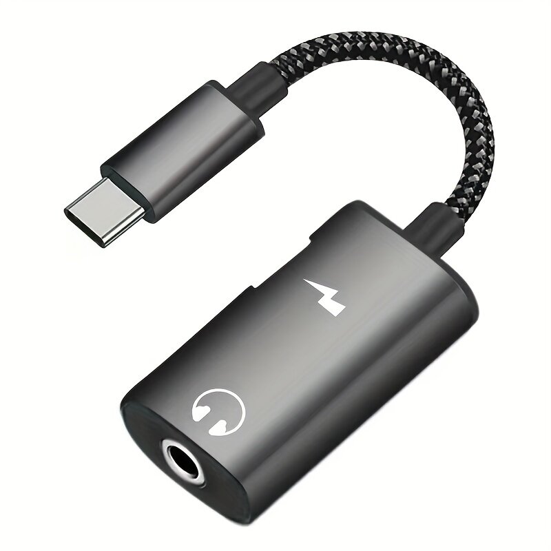 Переходник USB Type-C на 3.5 мм аудиоадаптер с ЦАП и усилителем, 2-в-1, поддержка PD 30W, алюминиевый корпус, черный