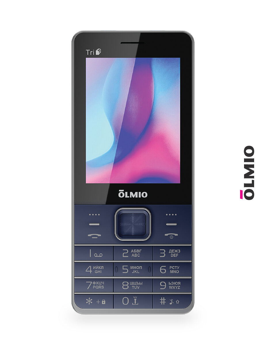 Телефон Olmio M30, кнопочный, 3 SIM, аккумулятор 2500 мАч, экран 2.8"