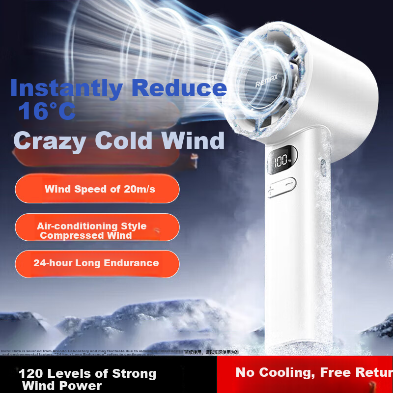 Azeada 120-Speed Ice-Cooling Handheld Fan Mini Portable Desktop USB Fan Outdoor Hanging Neck Long Battery Life Portable Small Fan for Students Dormitory Office