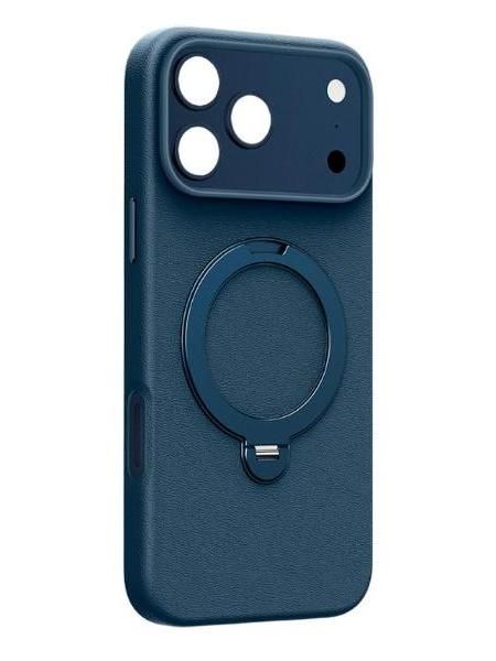 Чехол для смартфона, телефона Keephone Apple iPhone 17 Pro Max MeHold Eco MagSafe Высококачественная кожа, складная подставка на 360 Синий