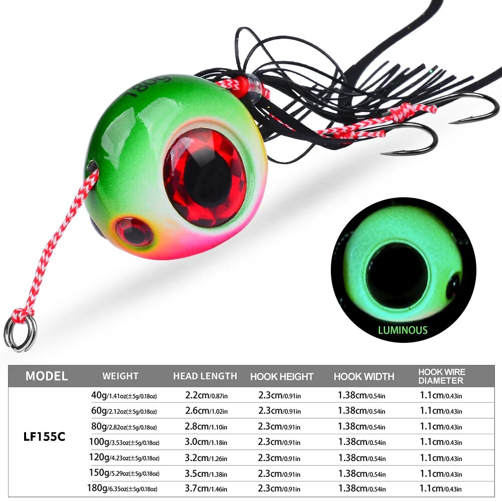PROBEROS Светящиеся джиги для морской рыбалки 40-180 г 150G-5.29OZ, color C